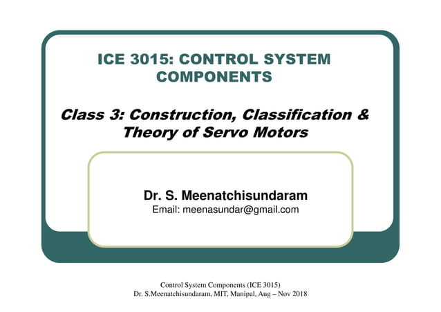 Lecture 3 Construction, Classification & Theory of Servomotors | PDF