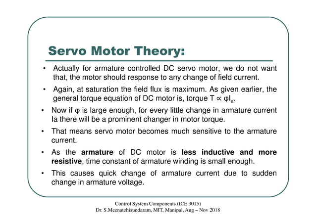 Lecture 3 Construction, Classification & Theory of Servomotors | PDF