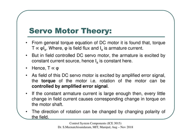 Lecture 3 Construction, Classification & Theory of Servomotors | PDF
