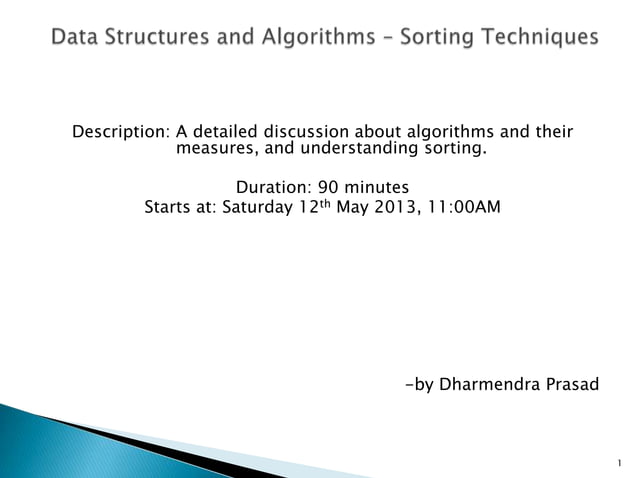 Lecture 3 Data Structures And Algorithms Sorting Techniques