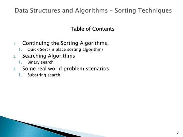 Lecture 3 Data Structures And Algorithms Sorting Techniques
