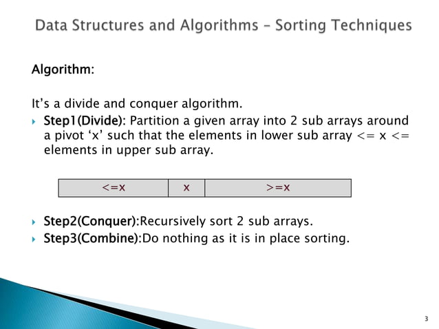 Lecture 3 Data Structures And Algorithms Sorting Techniques