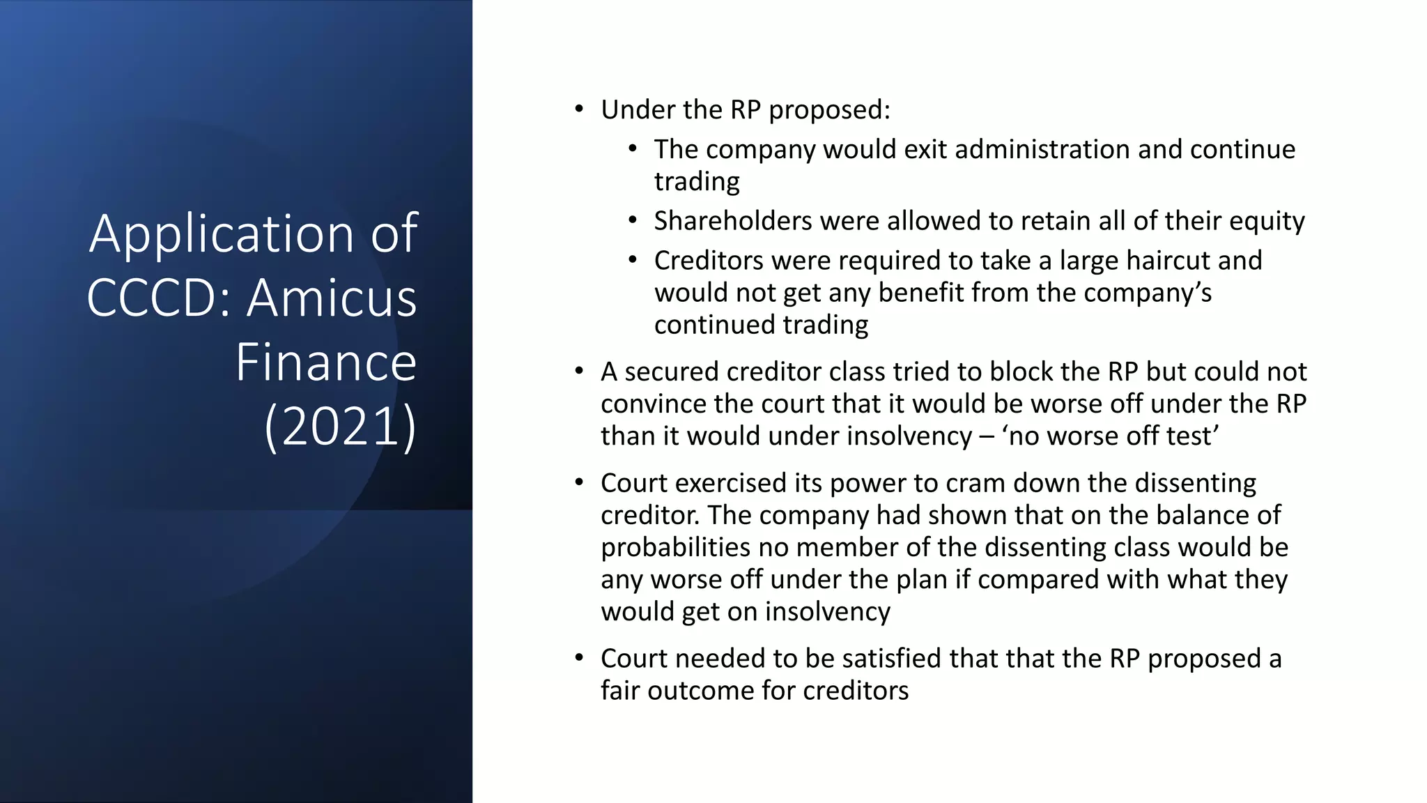 Debt Restructuring and Cross Class Cram Down rule.pptx