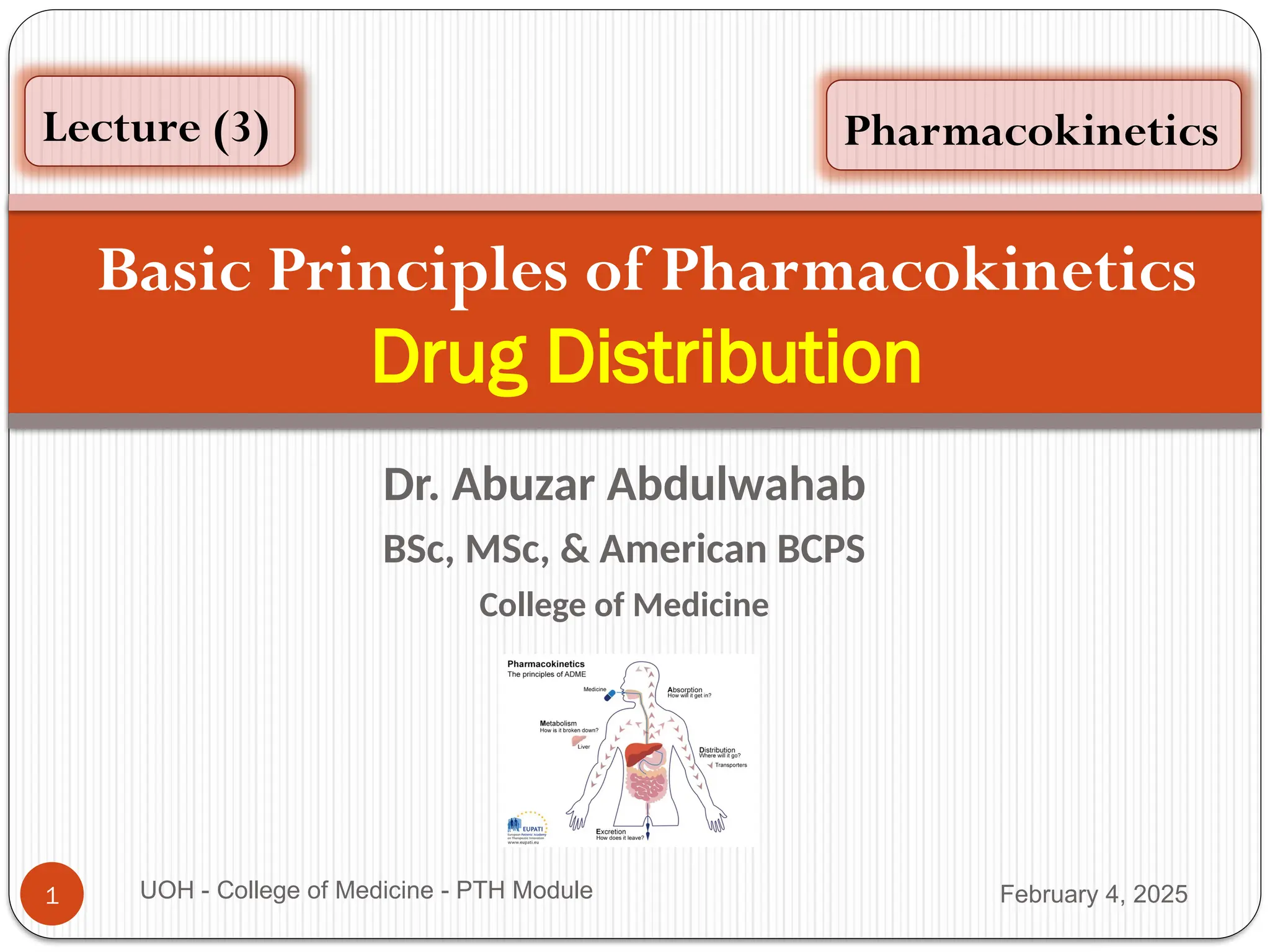 Pharmacokinetic Lecture - Distribution.pptx