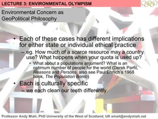 Environment and the Olympic Movement (Lecture 3 of 5) | PPT