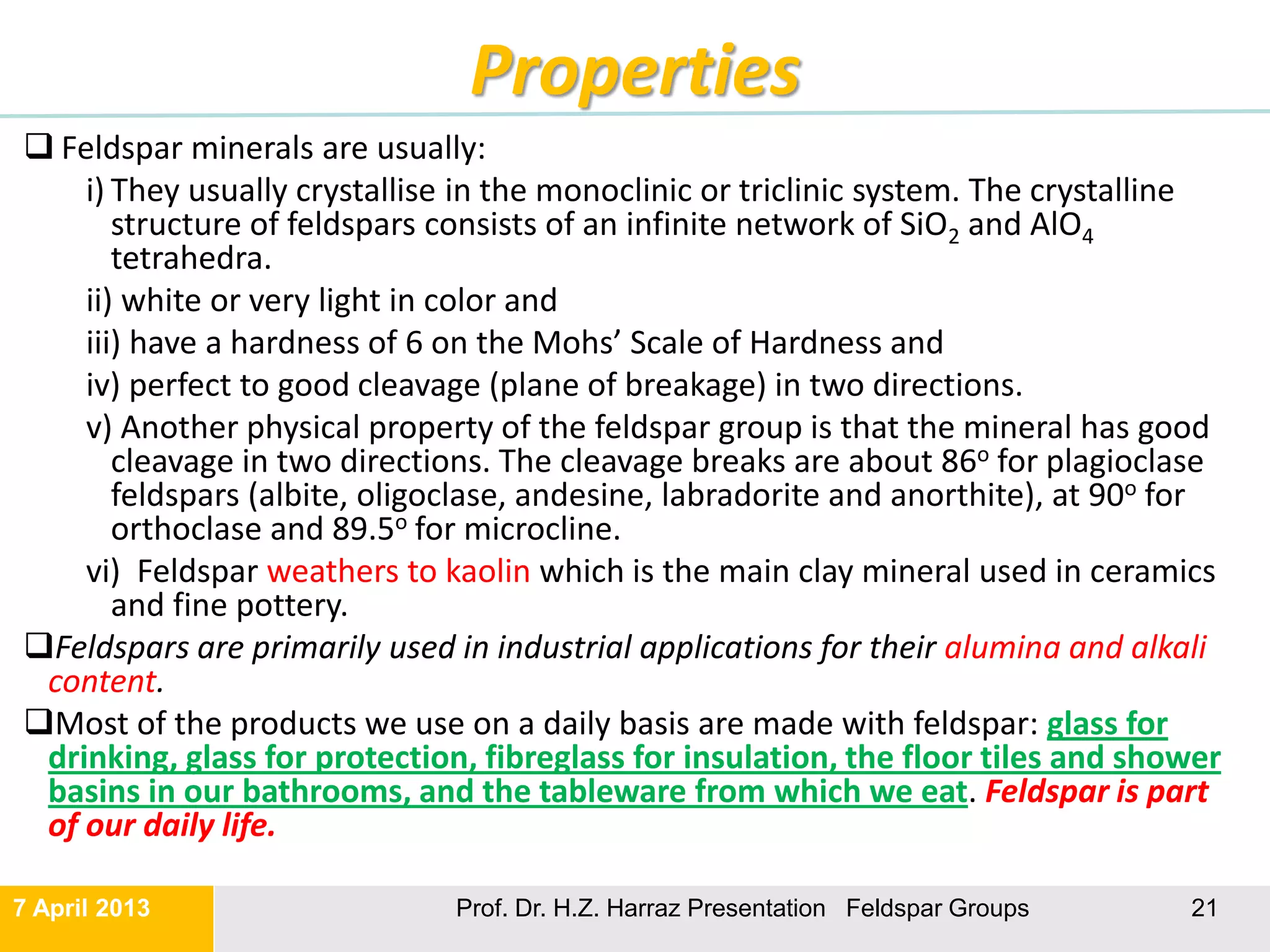 Lecture 3 feldspar group and its application | PDF