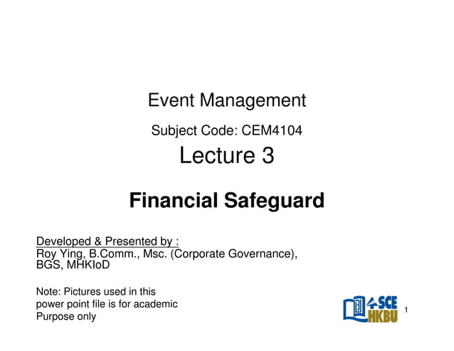 Lecture 3 financial safeguard | PDF | Business Administration | Business