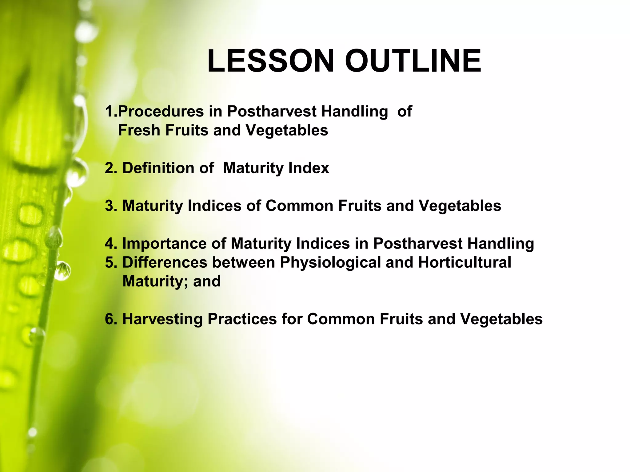 Lecture 3: Fruits and Vegetables Harvesting | PPT