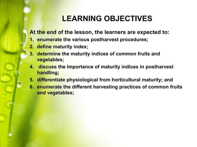 Lecture 3: Fruits and Vegetables Harvesting | PPT | Agriculture ...