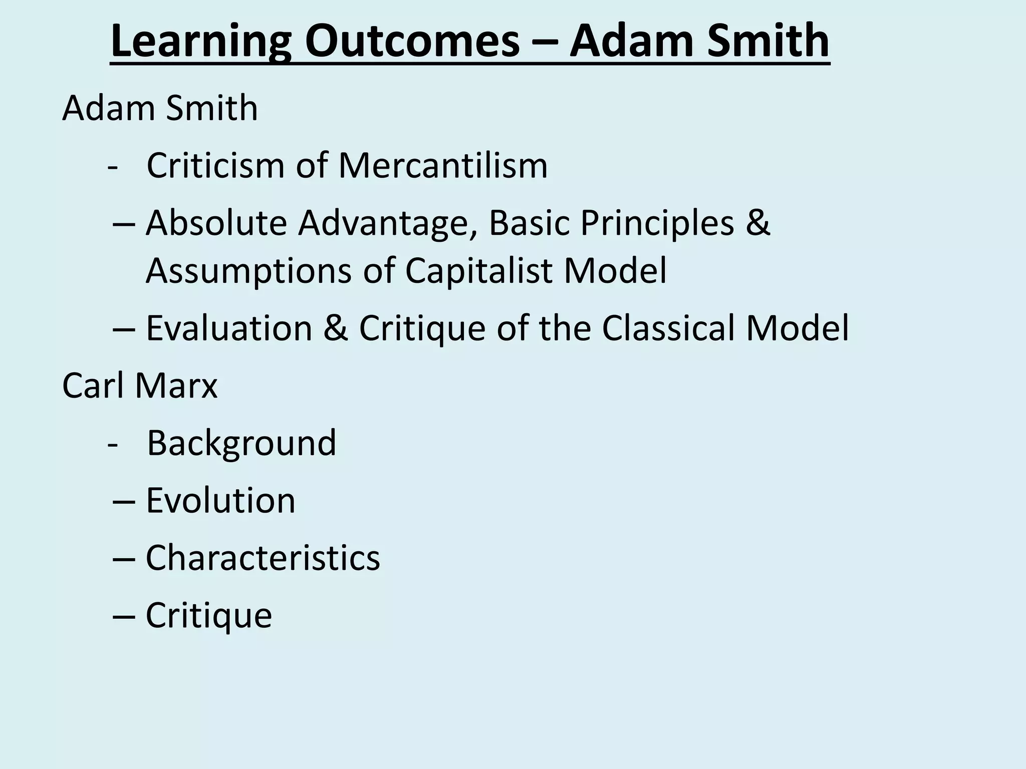 Lecture 4 Evolution of Global Economies Capitalism, Adam Smith ...