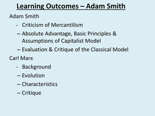 Lecture 4 Evolution of Global Economies Capitalism, Adam Smith ...