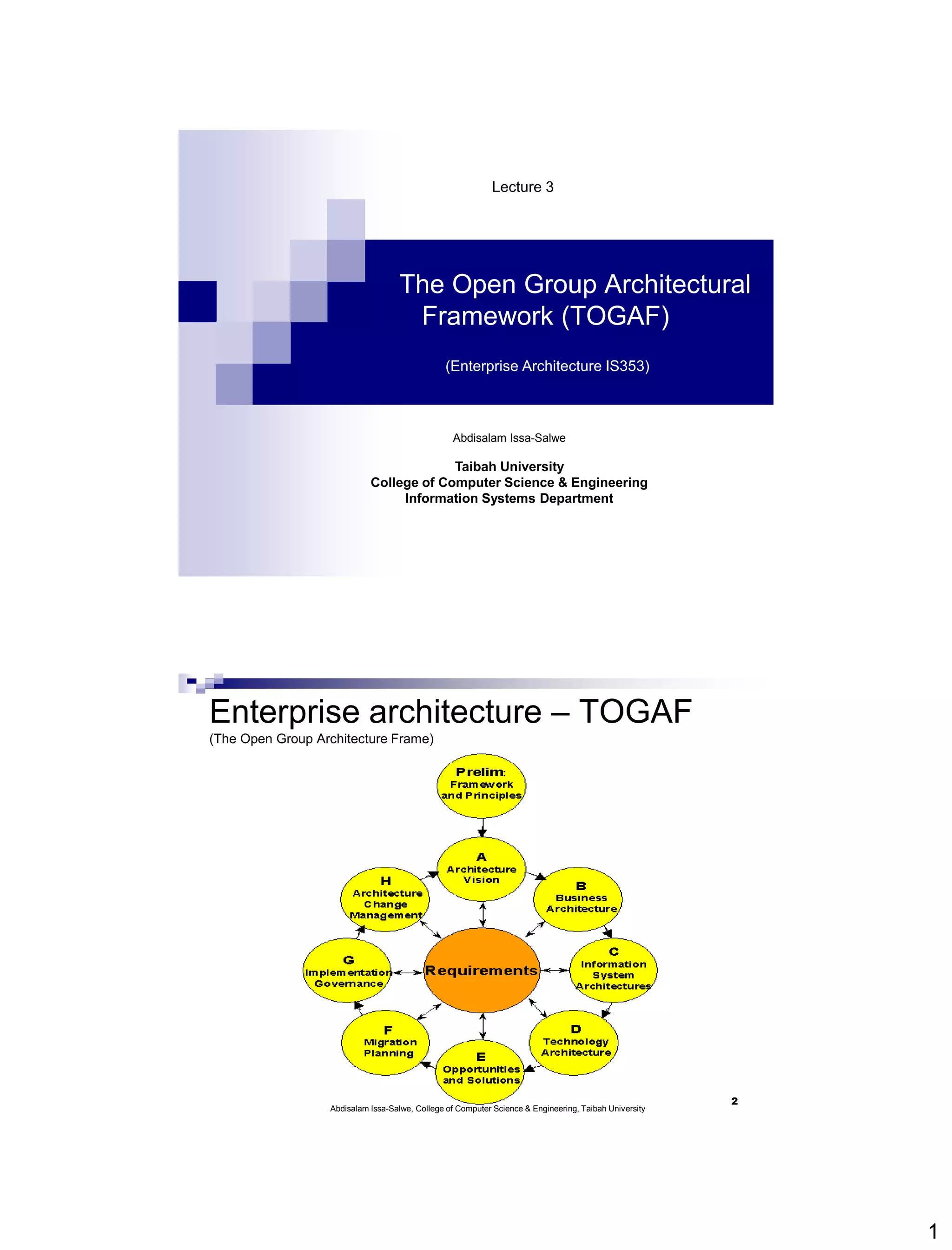 Lecture3 is353-ea(togaf) | PDF | Computer Software and Applications | Computing