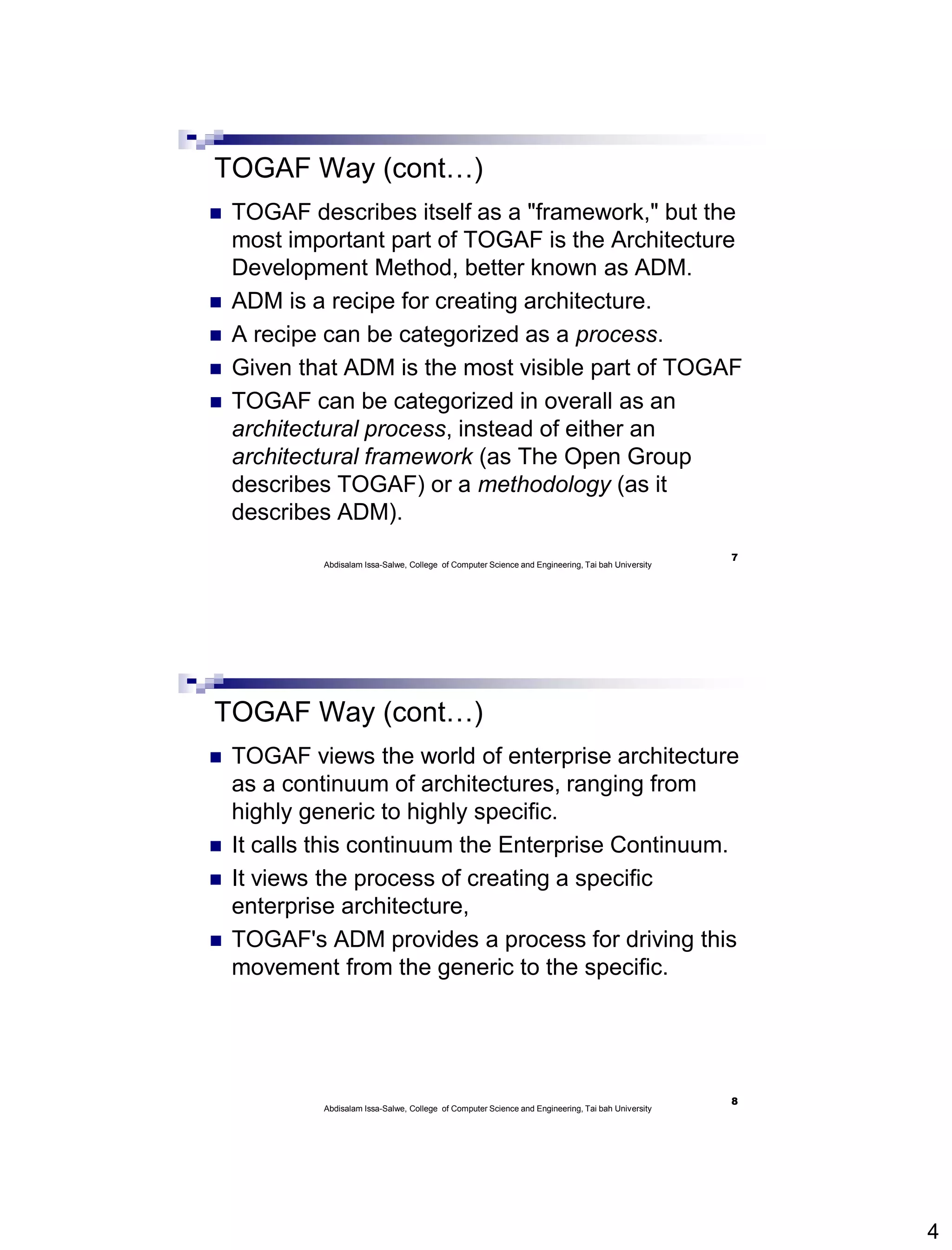 Lecture3 is353-ea(togaf) | PDF | Computer Software and Applications | Computing