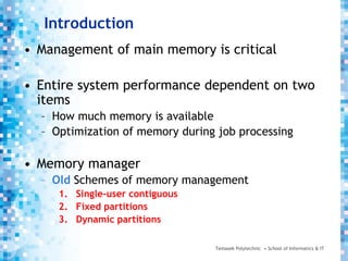 Lecture 3 - Memory Management(2).pptx | Operating Systems | Computer ...