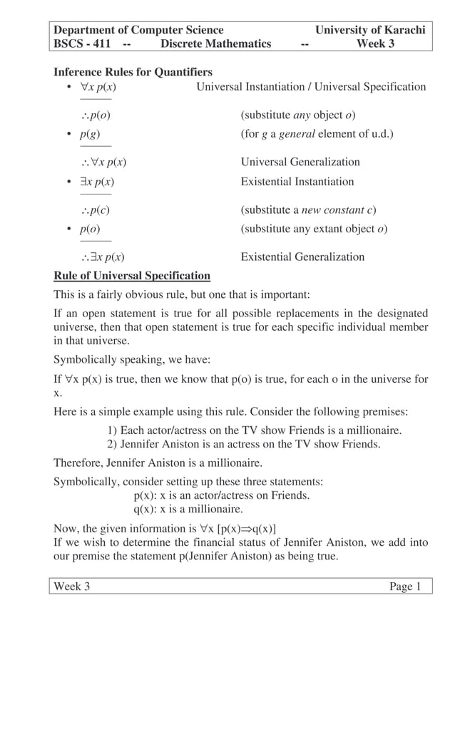 Lecture 3 qualtifed rules of inference | PDF