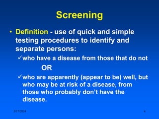 Lecture 3 -Screening tests.ppt presentation | PPT