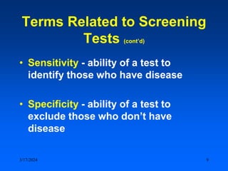 Lecture 3 -Screening tests.ppt presentation | PPT