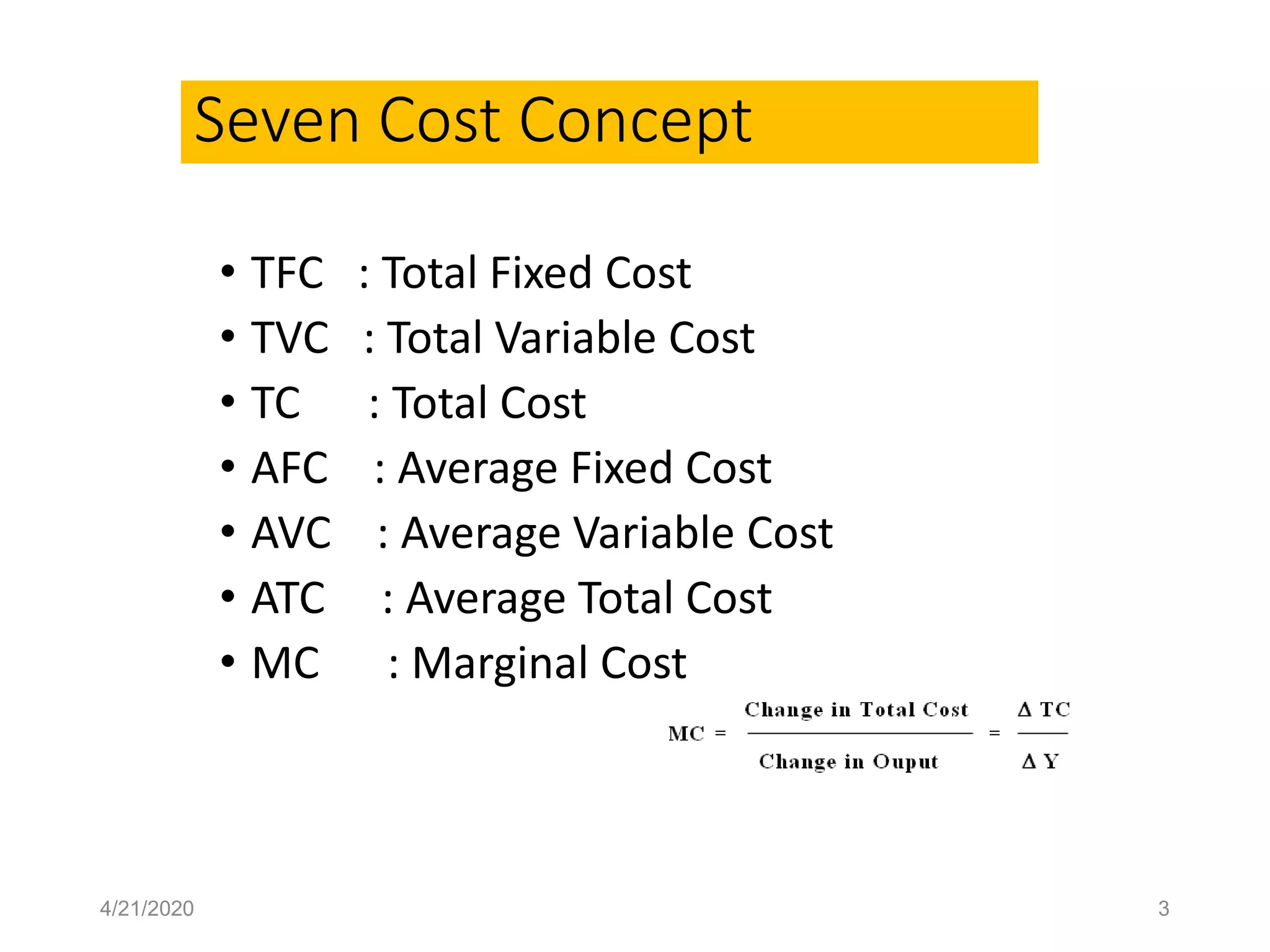Lecture 3 Seven Cost Concepts | PPT
