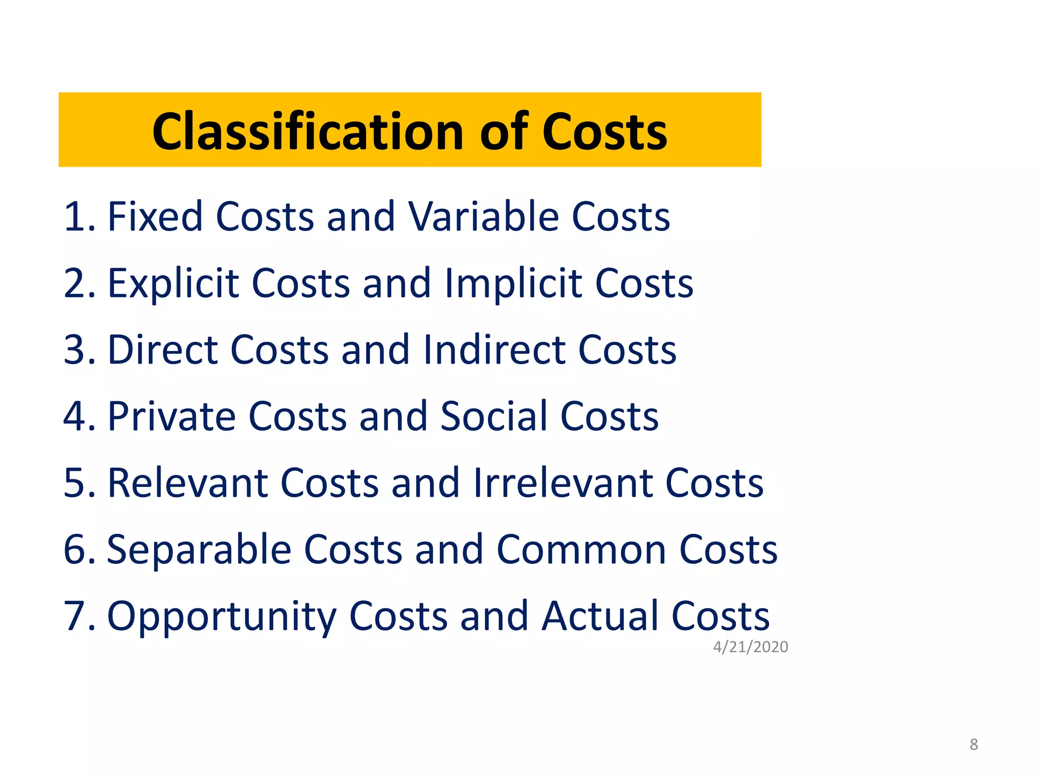 Lecture 3 Seven Cost Concepts | PPT