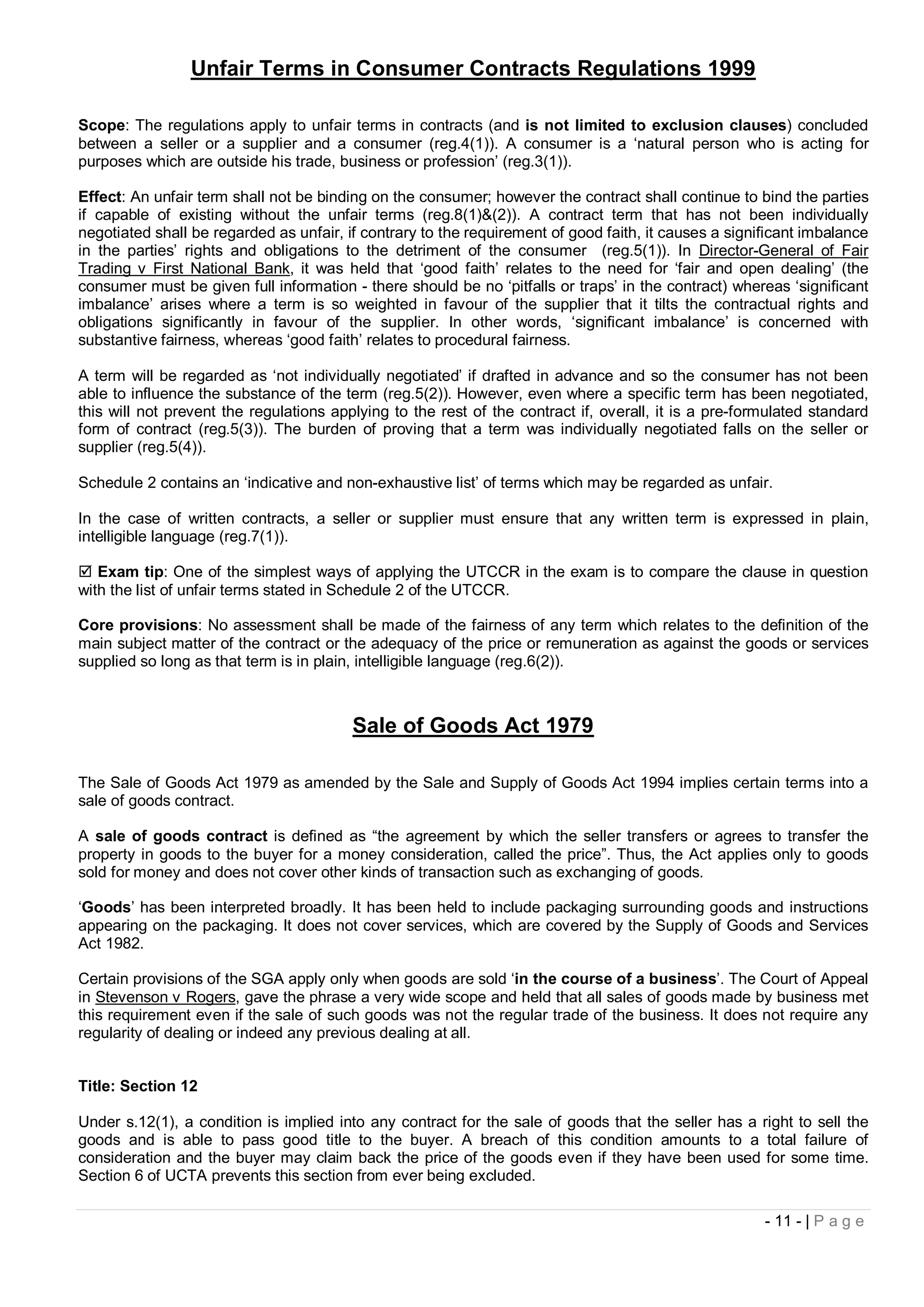 Lecture 3 study notes - contract law | PDF