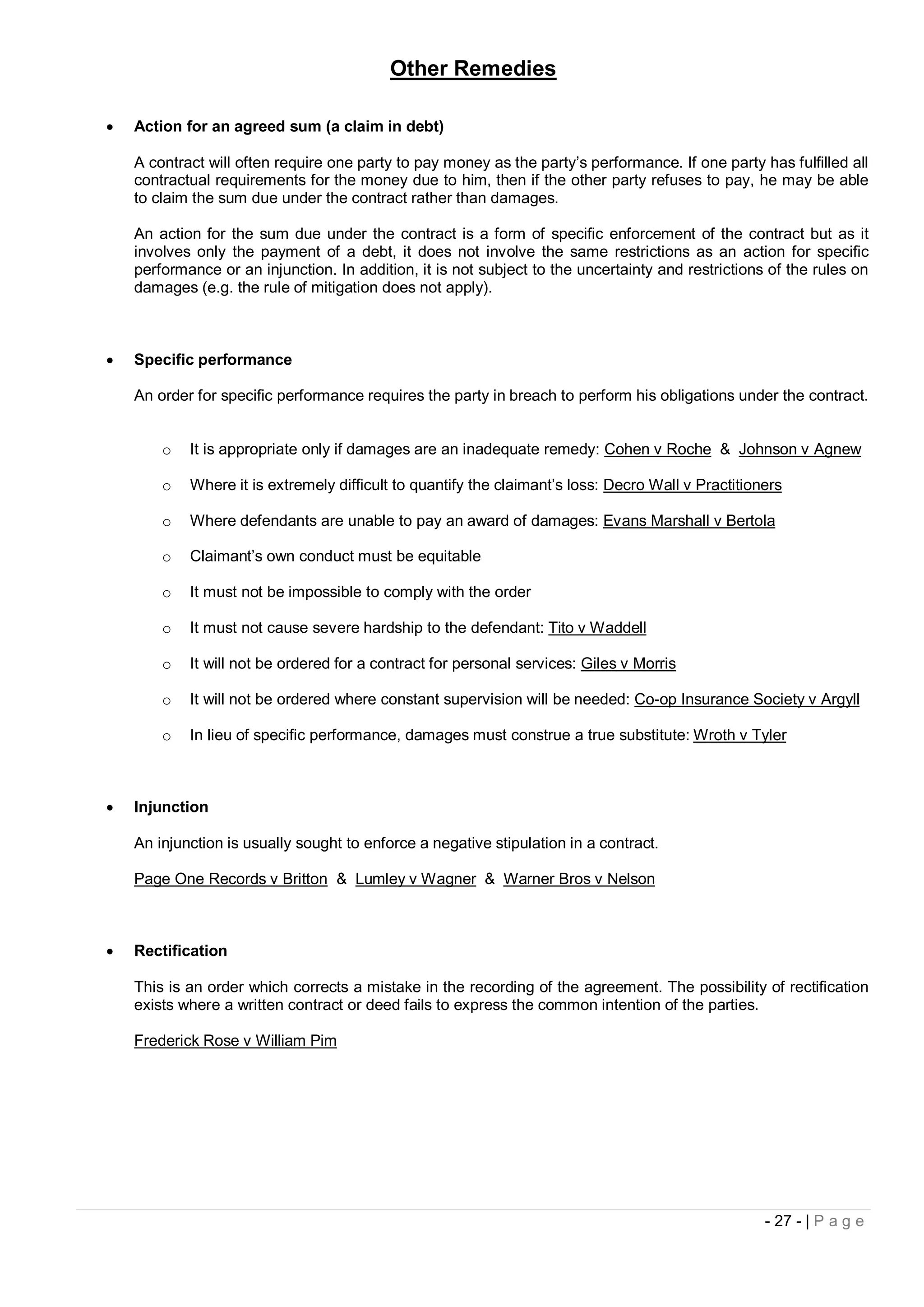 Lecture 3 study notes - contract law | PDF