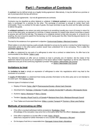 Lecture 3 study notes - contract law | PDF