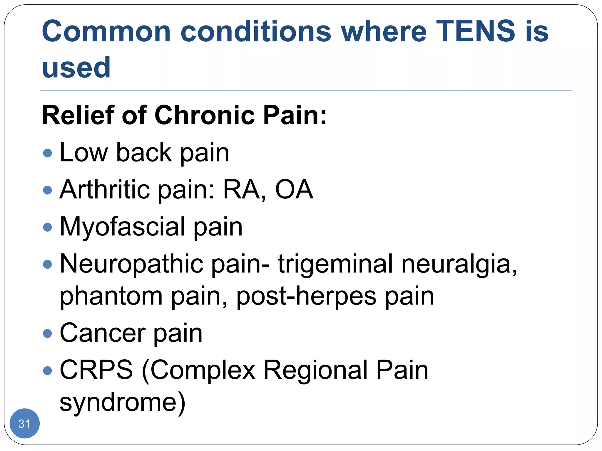 Transcutaneous electrical nerve stimulation (TENS) | PPTX