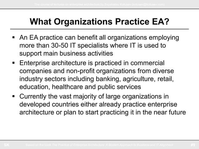 Lecture 3: The Role of Enterprise Architecture Practice | PDF