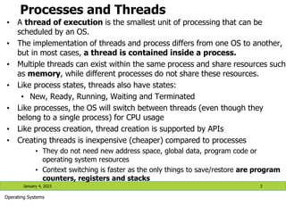 Lecture 3- Threads (1).pptx | Operating Systems | Computer Software and Applications