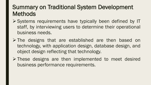 Lecture-3: Traditional Approaches to System Development and Enterprise ...