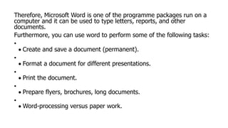 Lecture 3 use word processing for technical report | PPTX