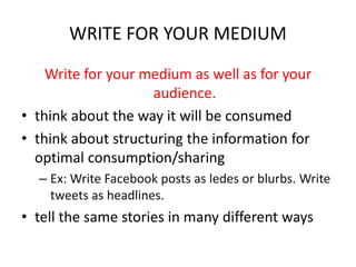 Lecture 3 writing news for social media | PPTX