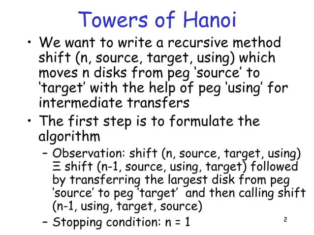Tower of honoi using open source code python | PPT
