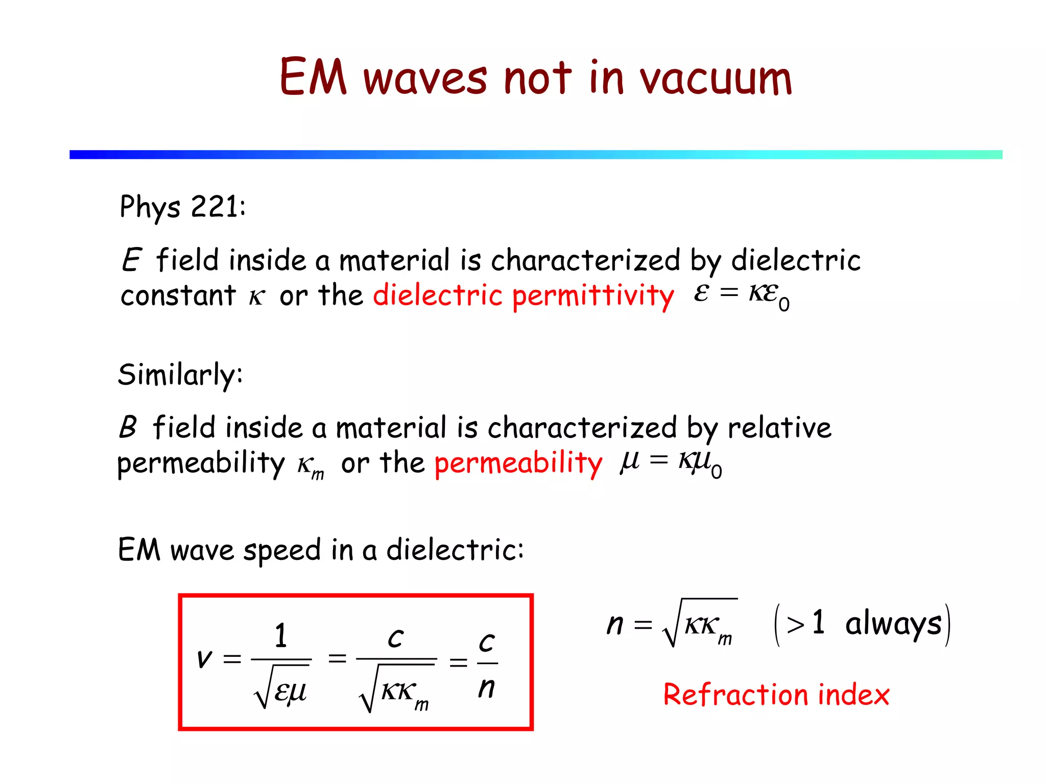 Lecture 31 maxwell's equations. em waves. | PPT