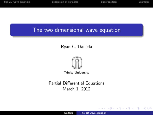 The two dimensional wave equation | PDF