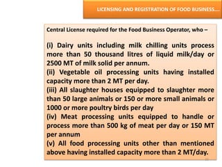 Lecture # 36 food industry fssai explained | PPTX
