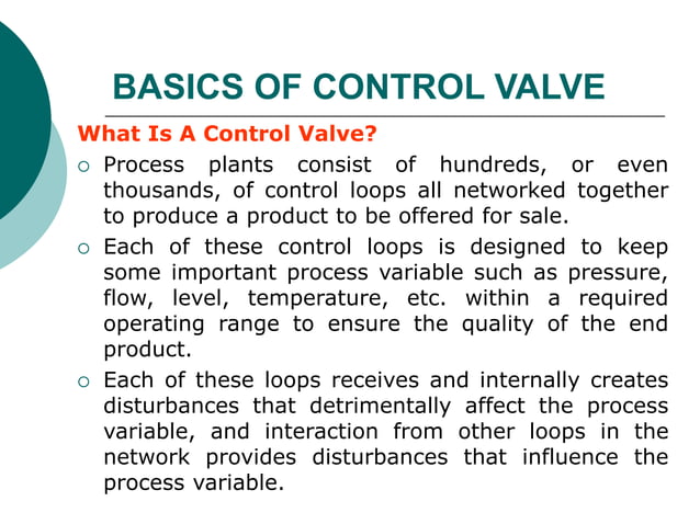 Pneumatic Control Valve as a Final Control Element | PPT | Chemistry | Science