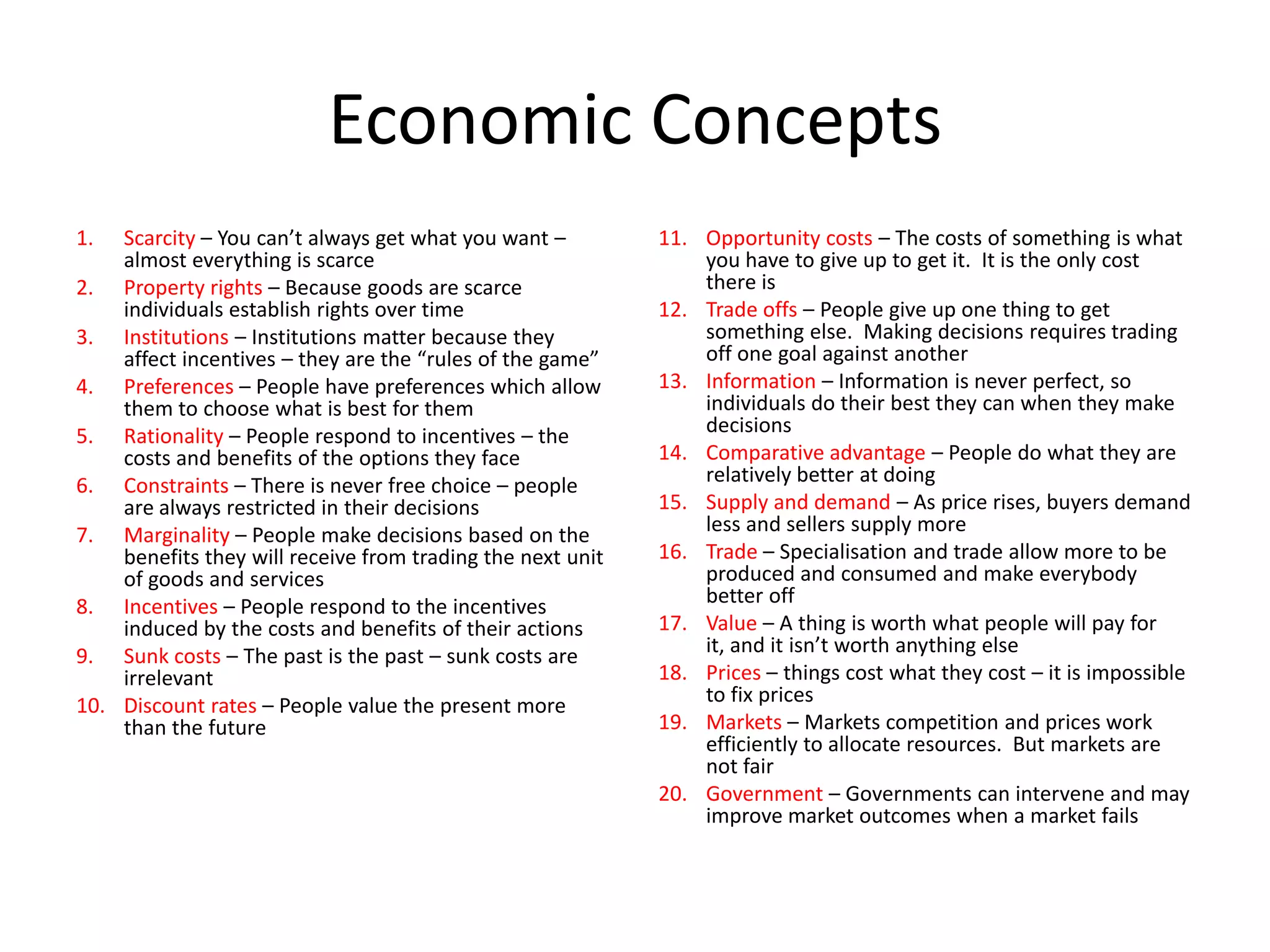 Economic Concepts | PPTX