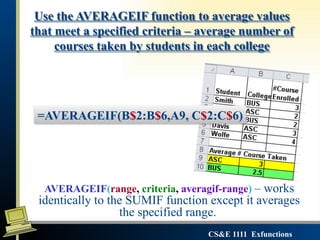 Advanced Excel Functions in powerpoint presentation | PPTX