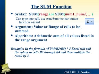 Advanced Excel Functions in powerpoint presentation | PPTX