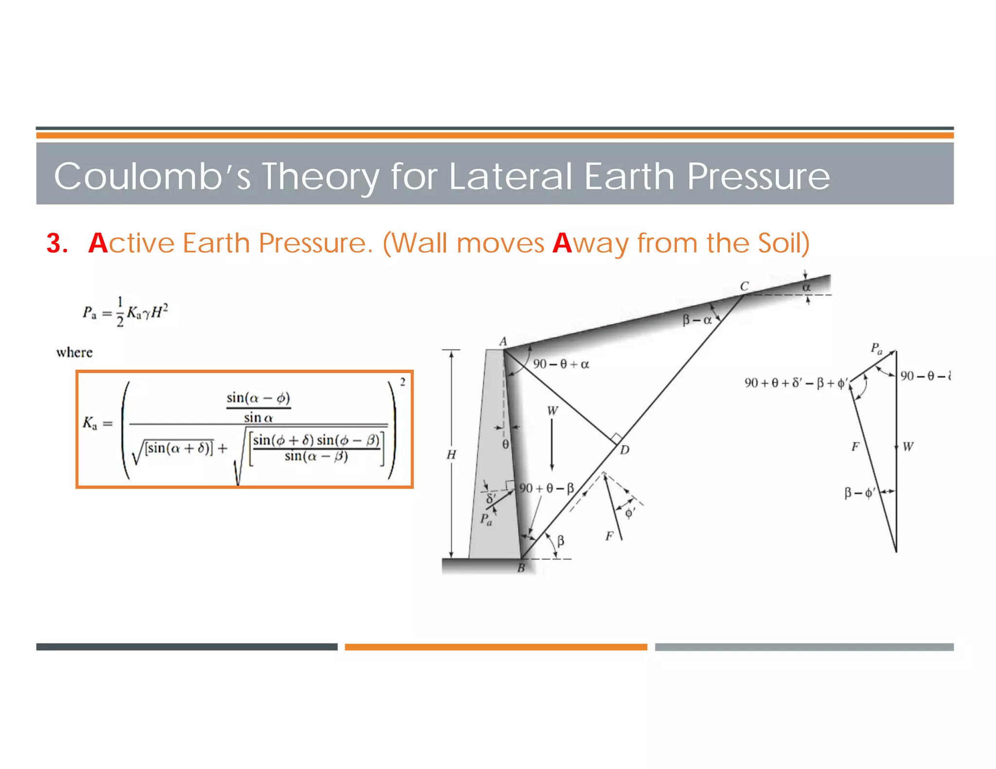Lecture 3 and 4 - Earth Retaining Structure (Lateral Earth Pressure) | PDF