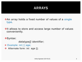 Lecture 3 Arrays on object oriented programming language | PPT