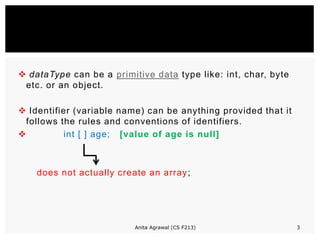 Lecture 3 Arrays on object oriented programming language | PPT
