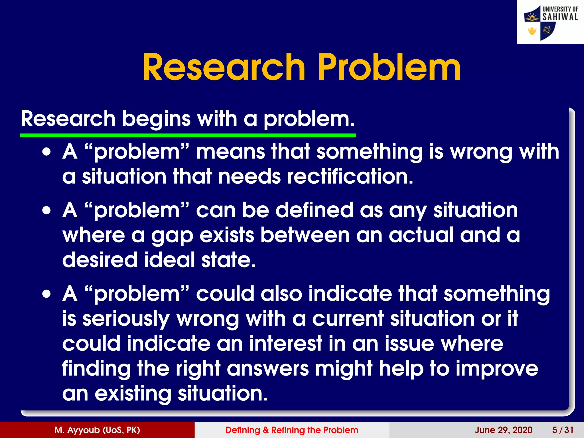 Defining and Refining the 'Research Problem' | PDF