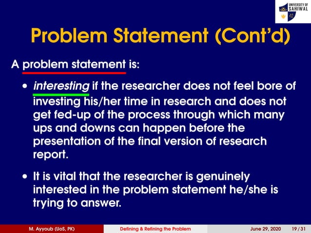 Defining and Refining the 'Research Problem' | PDF