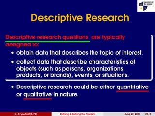 Defining and Refining the 'Research Problem' | PDF