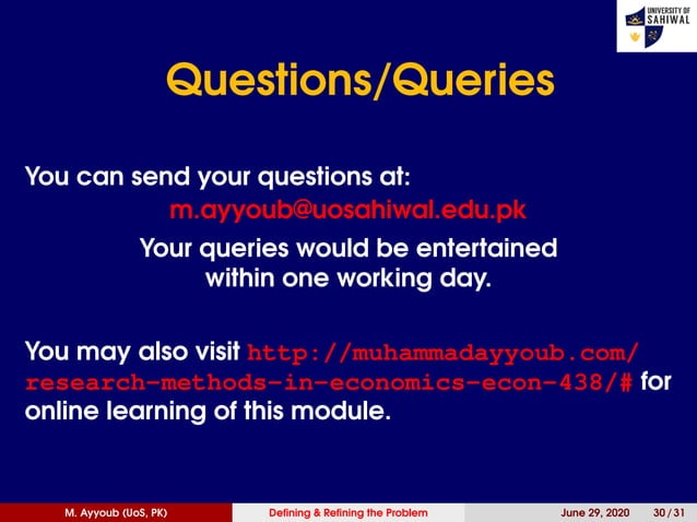 Defining and Refining the 'Research Problem' | PPT