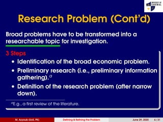 Defining and Refining the 'Research Problem' | PDF