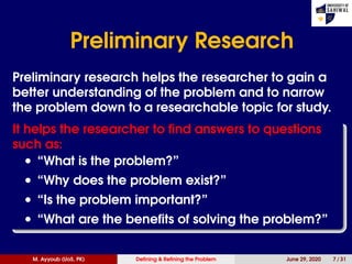 Defining and Refining the 'Research Problem' | PDF