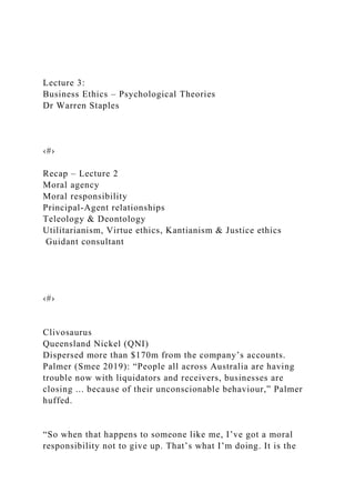 Lecture 3Business Ethics – Psychological TheoriesDr Warren .docx